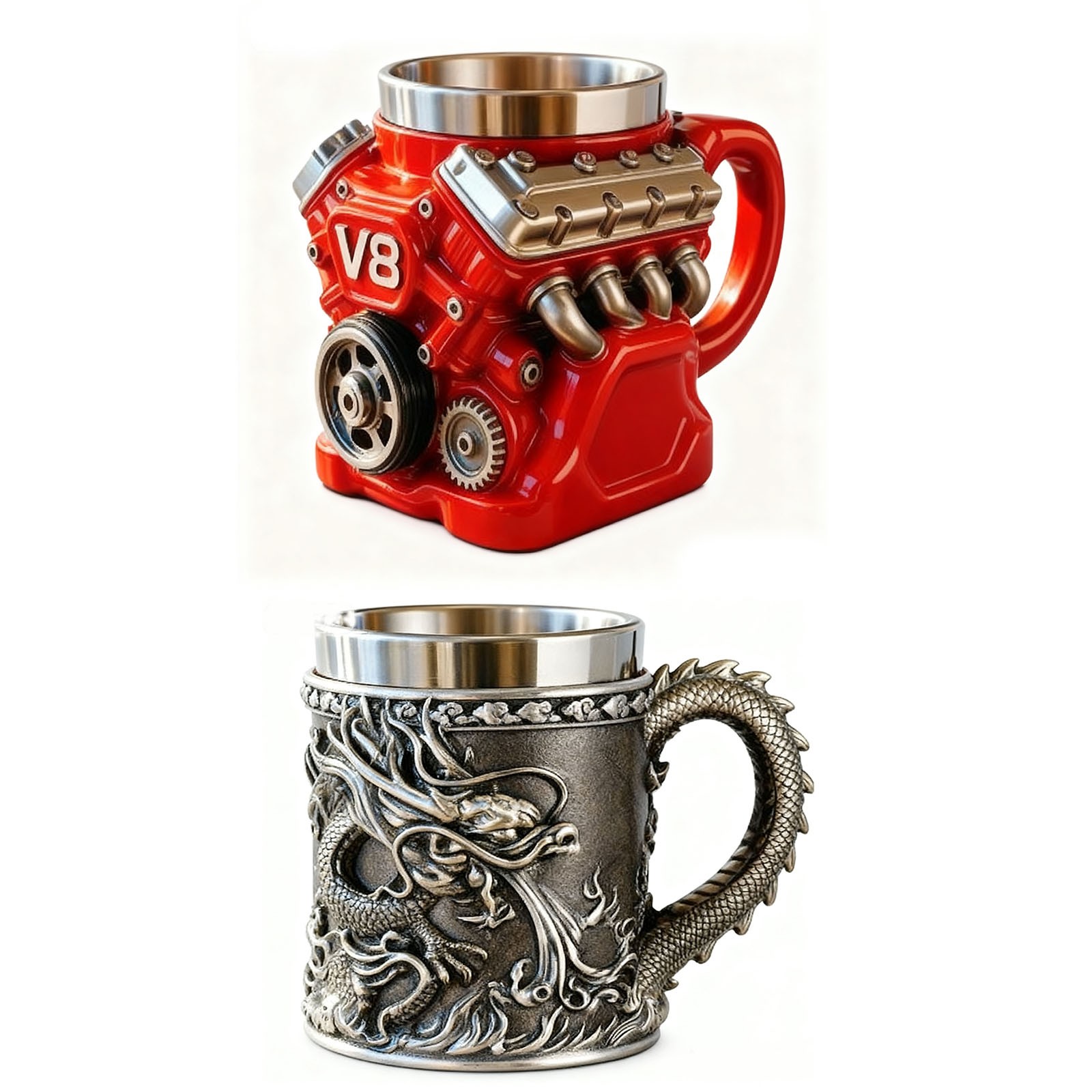 V6/V8/V12 Retro Engines Coffee Mug, 3D Resin Stainless Steel Mug ...