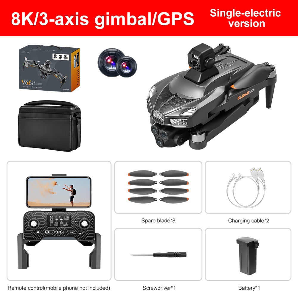 V668 Drone 8K Professional HD Dual Camera GPS FPV 3-Axis Gimbal UAV ...