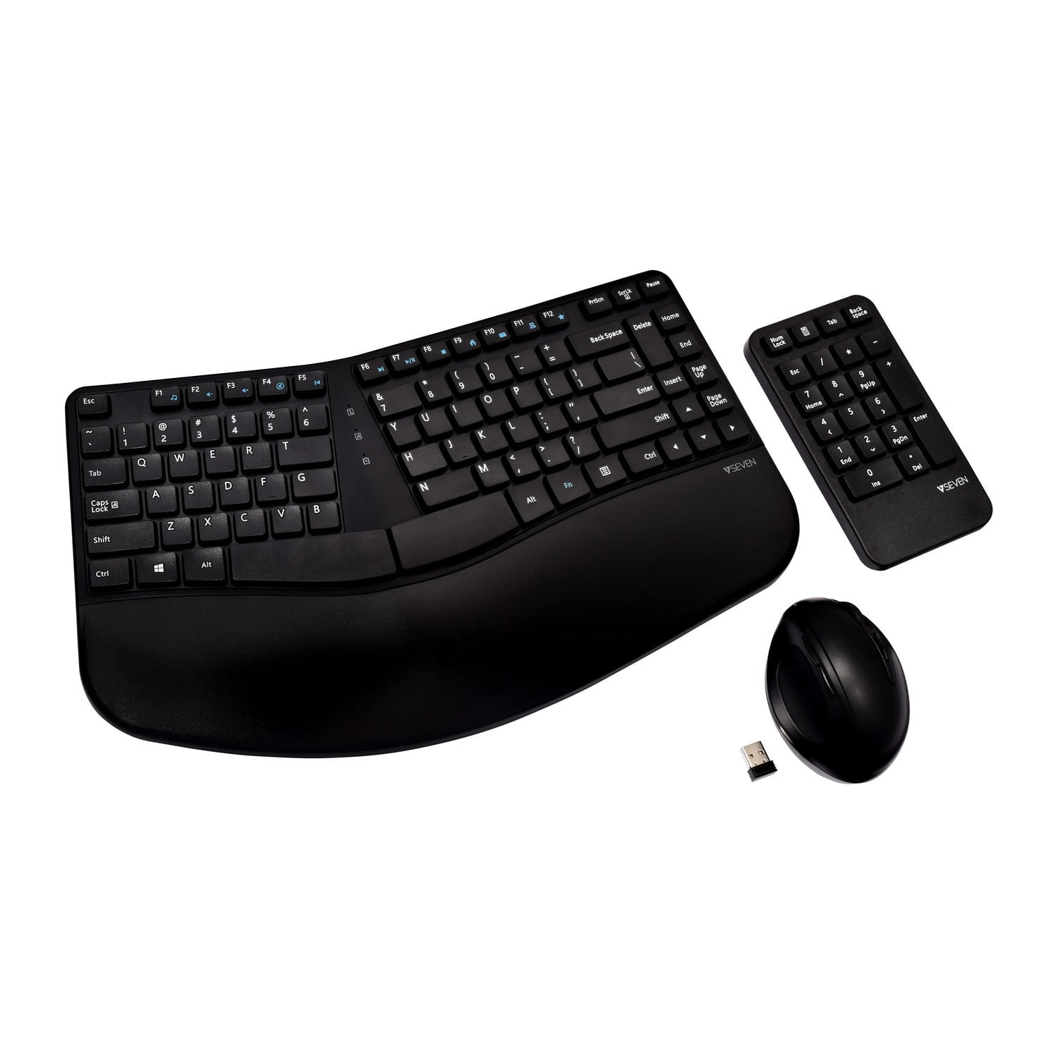 V7 Ergonomic Keyboard, Mouse, and Keypad Combo, Black - Walmart.com