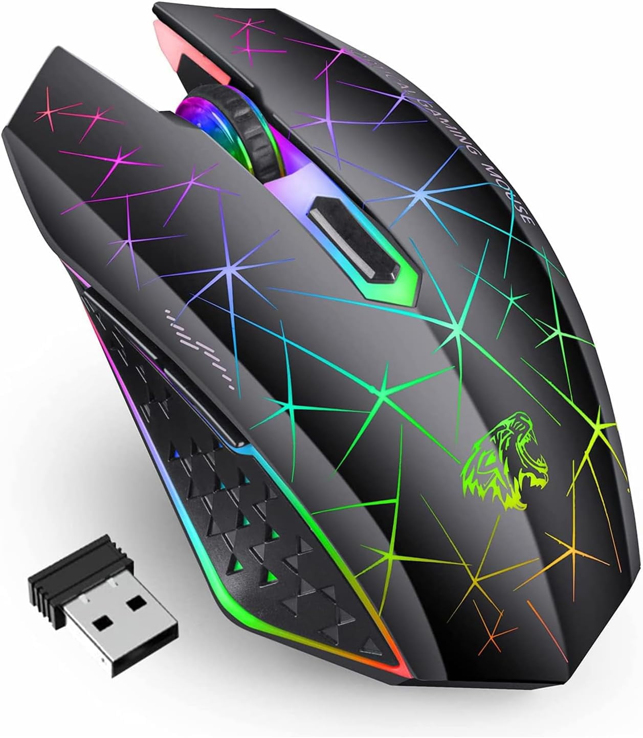 V7 Wireless Gaming Mouse, Rechargeable LED Wireless Mouse Silent ...