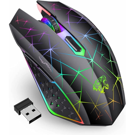 V7 Wireless Gaming Mouse, Rechargeable LED Wireless Mouse Silent ...