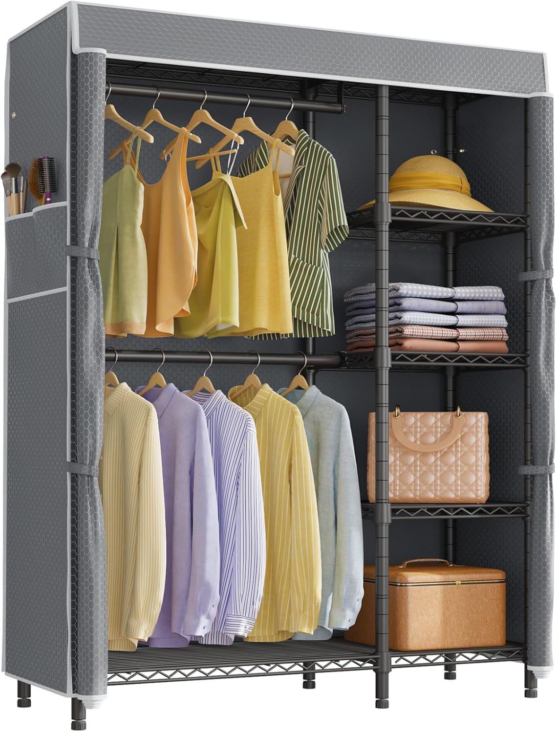 V7C Garment Racks with Cover Portable Closets for Hanging Clothes ...