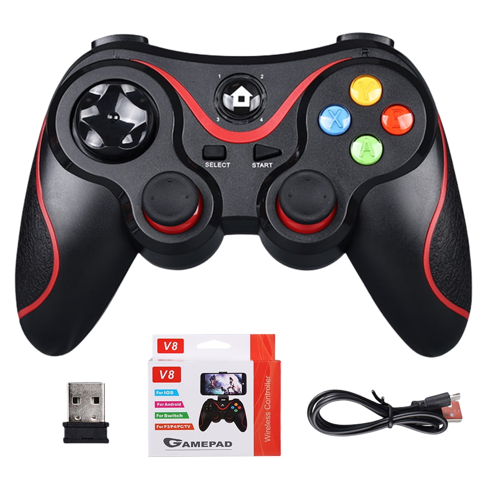 V8 2.4G Wireless Game Controller PC Game Controller Dual Vibration ...