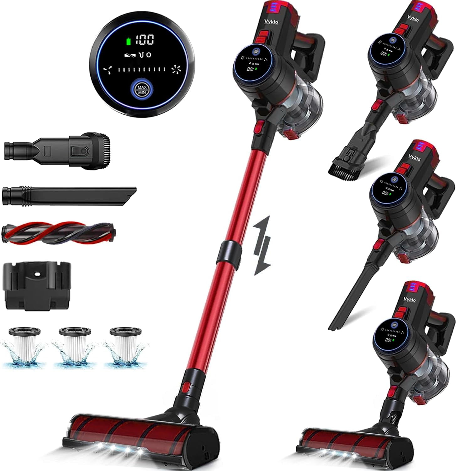 V8 Cordless Vacuum Cleaner, Powerful Suction Stick Vacuum, 55Mins ...