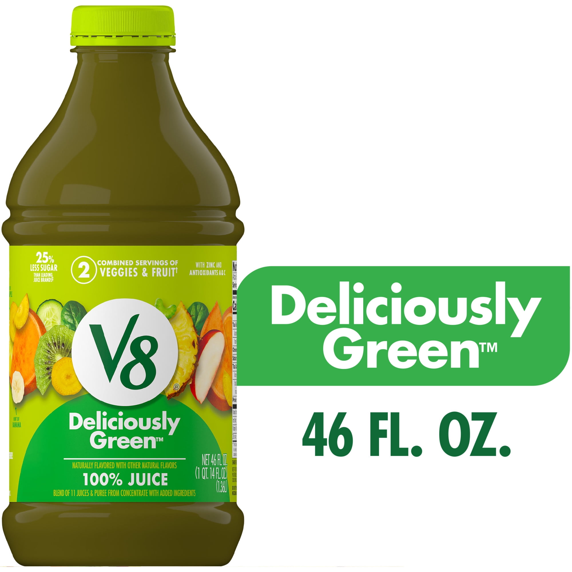 V8 Deliciously Green 100% Fruit and Vegetable Juice - 46 fl oz Bottle ...