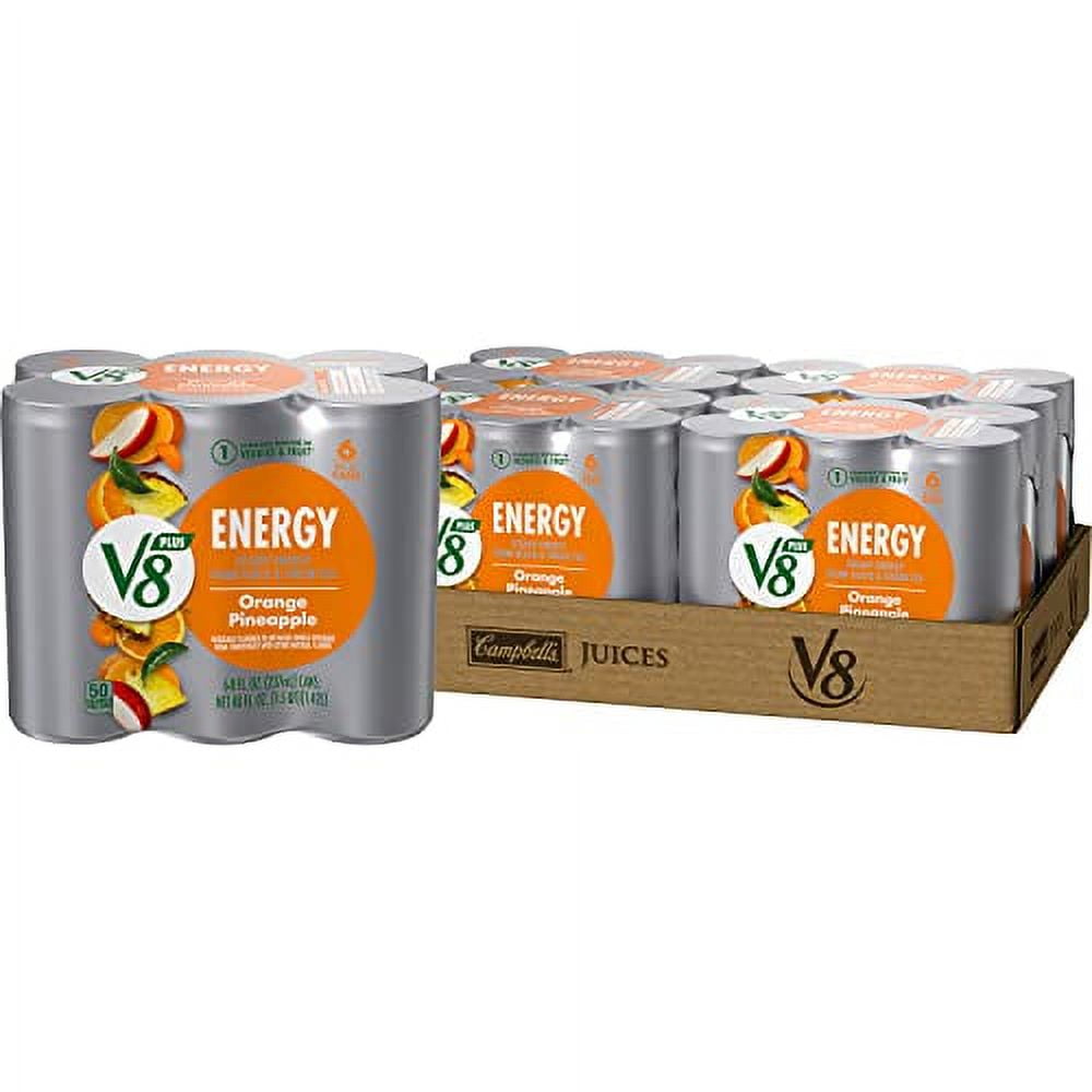 V8 +ENERGY Orange Pineapple Energy Drink, 8 Ounce Can (4 Packs Of 6 ...