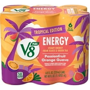 V8 +Energy Strawberry Banana Juice Energy Drink, 6 Count, 8 fl oz Can ...