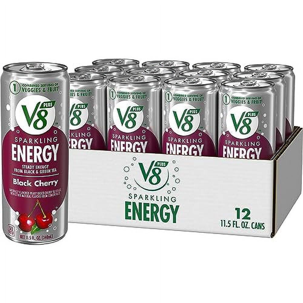 V8 Juice Sparkling Energy Drink, Black Cherry, 11.5 Fl Oz, Pack of 12 ...