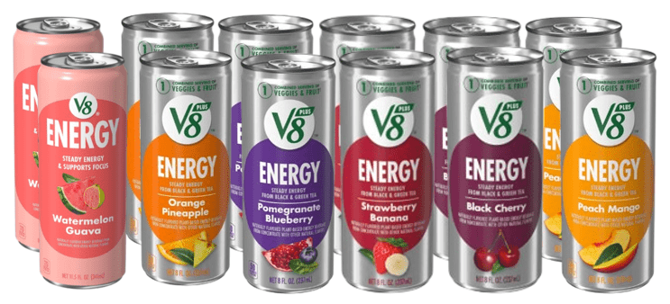 V8 +Energy Variety Pack, 6 Flavors, 8 fl oz Cans, Caffeine & Vegetable ...
