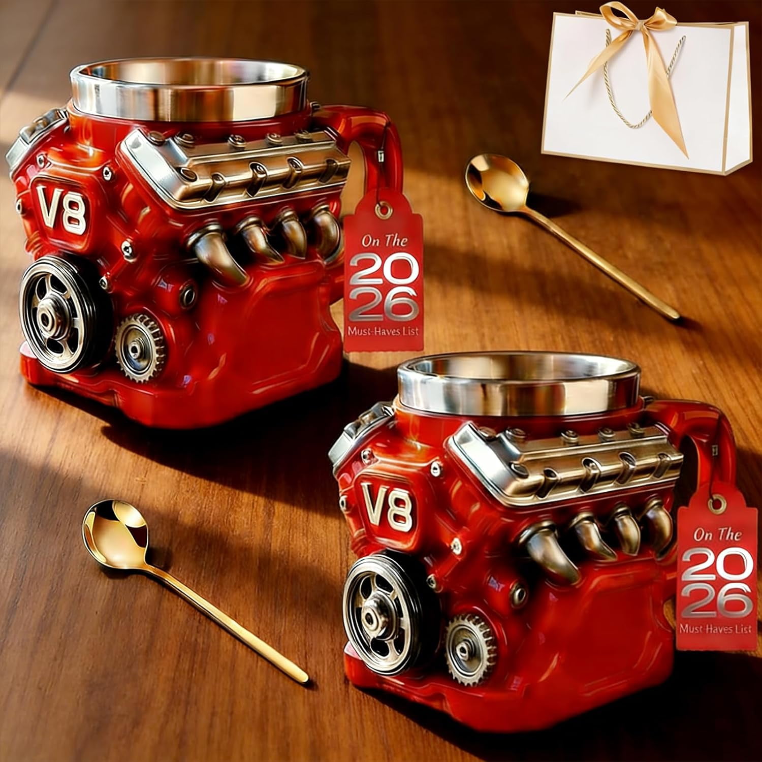 V8 Engine Coffee Mug, Engine Themed Coffee Mug, 3D Retro Stainless ...