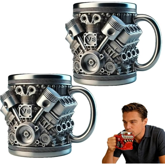 V8 Engine Coffee Mug, Engine Themed Stainless Steel Coffee Cup with ...