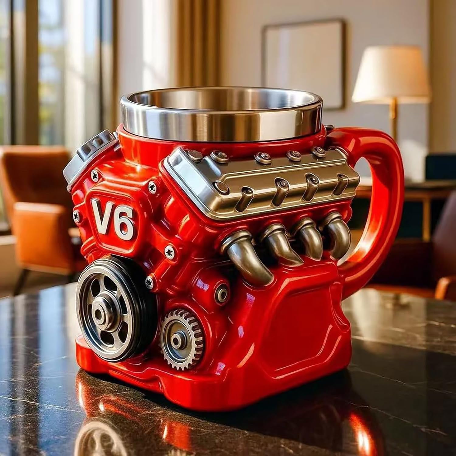 V8 Engine Coffee Mug, Engine Themed Stainless Steel Coffee Cup with ...