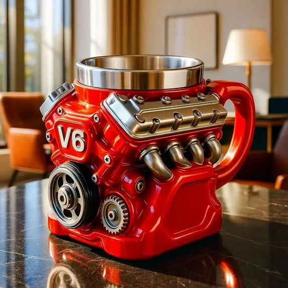 V8 Engine Coffee Mug, Engine Themed Stainless Steel Coffee Cup with ...