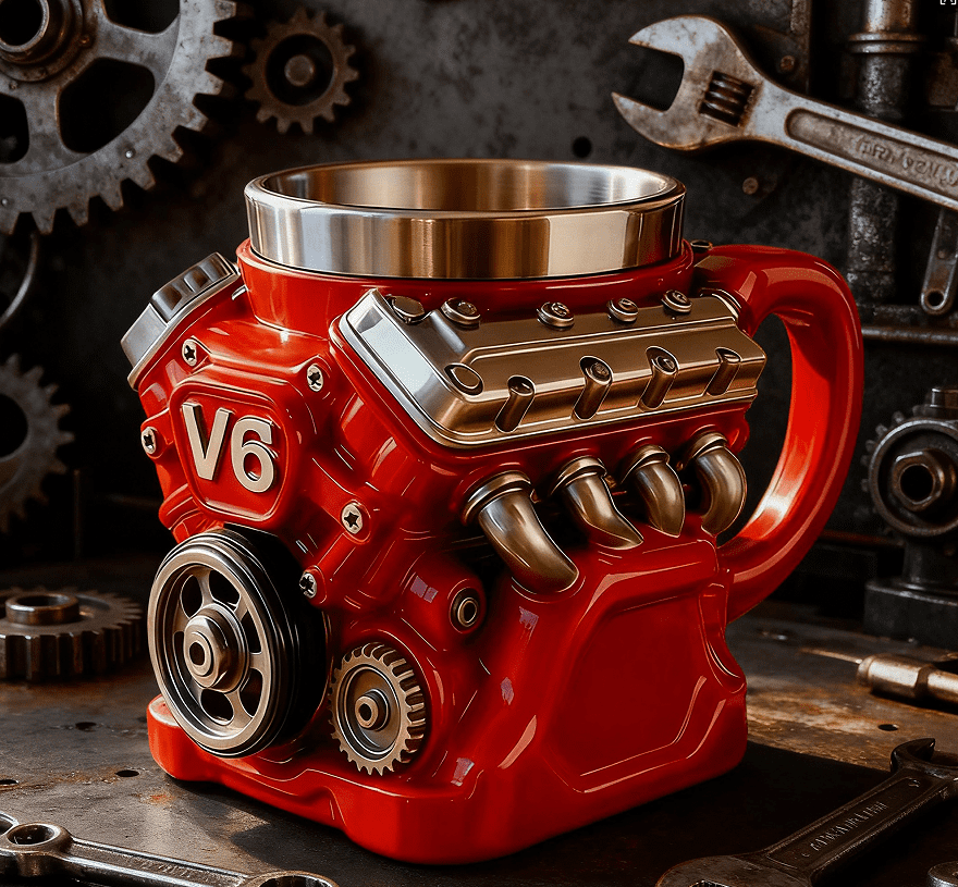 V8 Engine Coffee Mug, Retro Engine Coffee Mug Stainless Steel Cup with ...