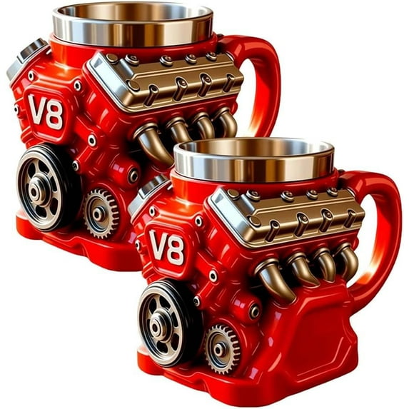 V8 Engine Coffee Mug, Retro Engine Coffee Mug with Stainless Steel ...