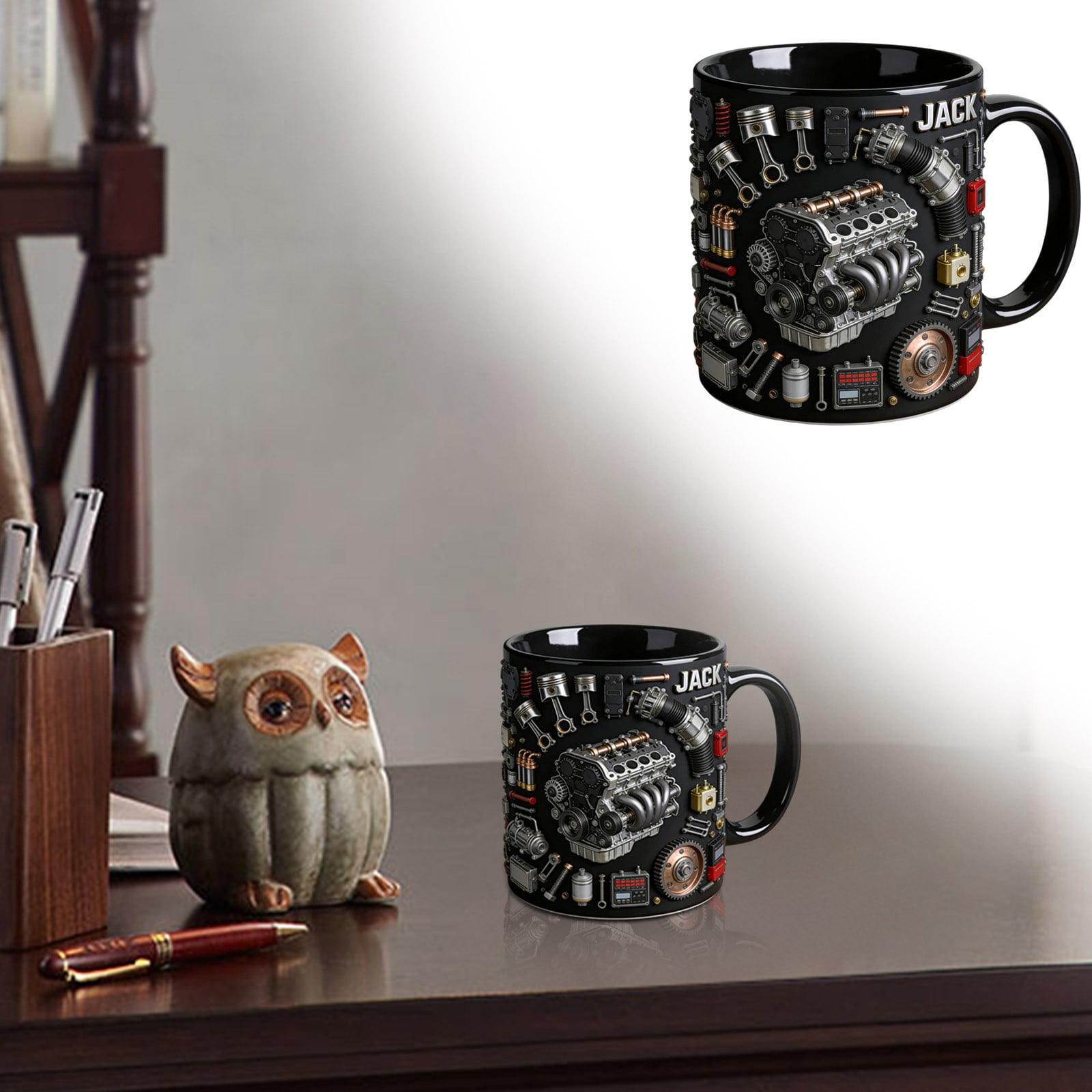 V8 Engine Coffee Mug Stainless Steel Automotive Cup, 450ml Insulated ...