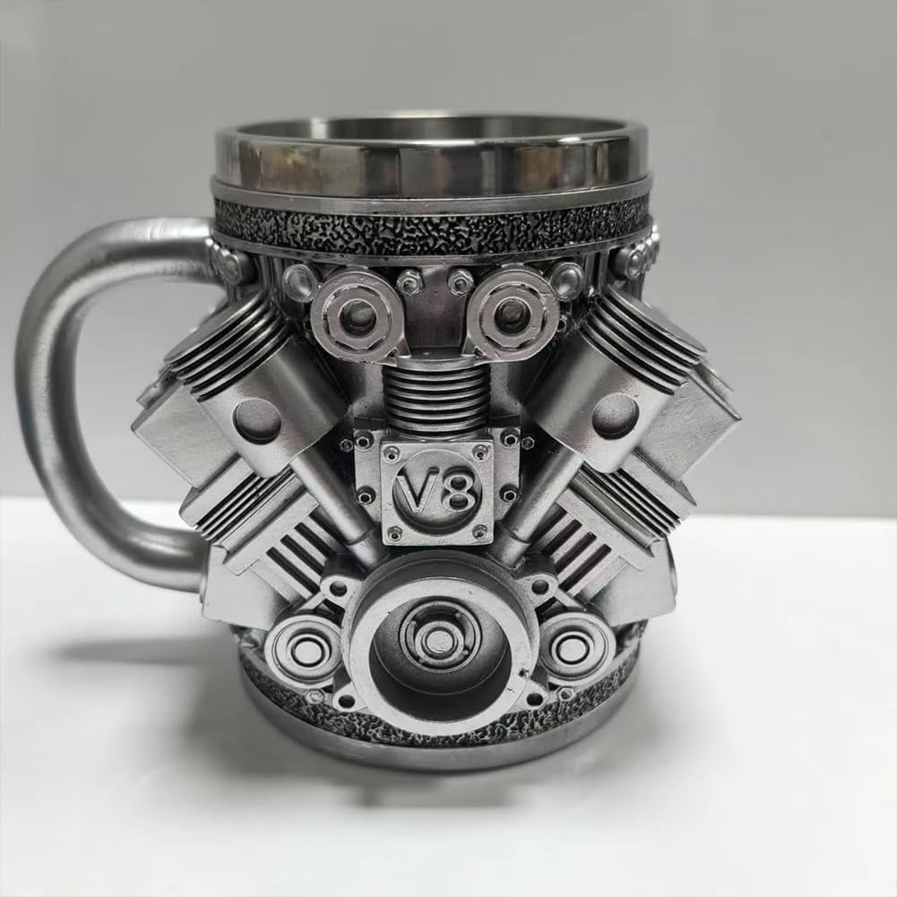 V8 Engine Coffee Mug,Stainless Steel Coffee Mug with Handle,Metal Cup ...