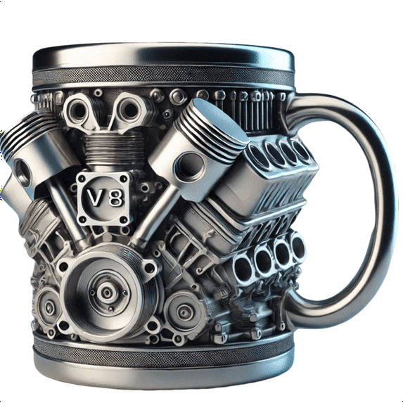 V8 Engine Design Coffee Mug Unique 3D Car Engine Cup for Car ...