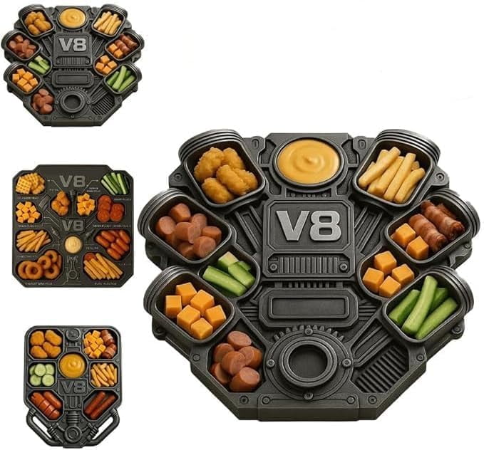 V8 Engine Food Platter, Cool V8 Engine Modeling Charcuterie Boards Cheese Board with Funny 3D ...