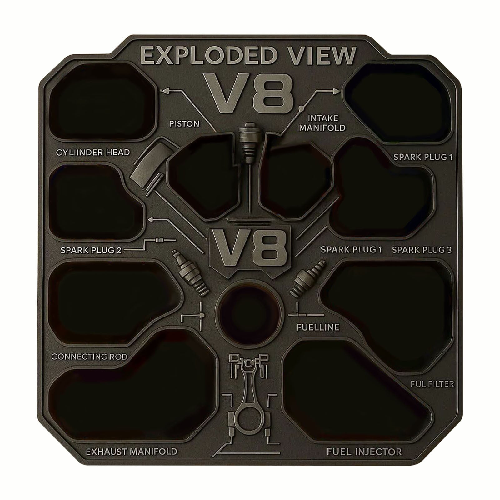 V8 Engine Platter Reusable Plastic Lunch Trays Cool Engine Modeling ...