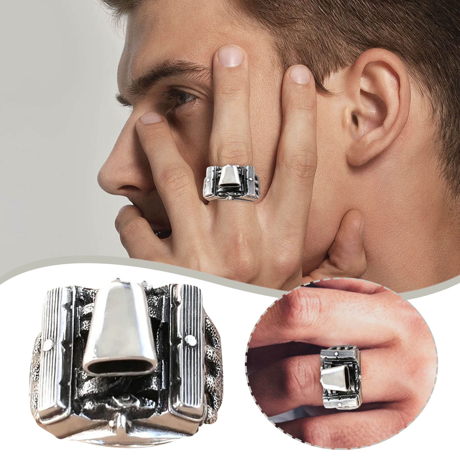 V8 Engine Ring Rings, Handmade Engine-Style Rings Miniature Engine ...