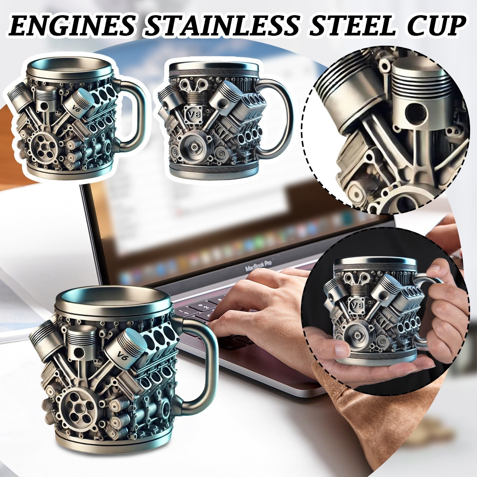 V8 Engines Stainless Steel Coffee Mug, 15OZ V8 Engine Coffee Mug ...