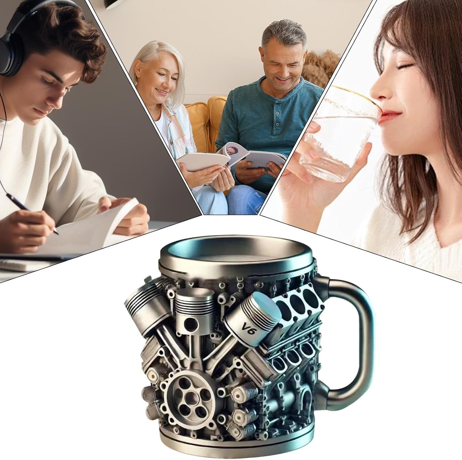 V8 Engines Stainless Steel Cup 3D Retro Punk Personalized V6 V8 Engines ...