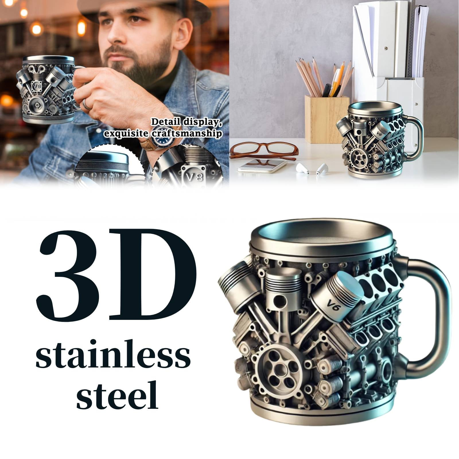 V8 Engines Stainless Steel Cup, Personalized V Engines Stainless Steel ...