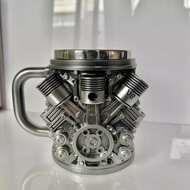 V8 Engines Stainless Steel Cup, Personalized V Engines Stainless Steel Coffee Mug, V8 & V6 3D ...
