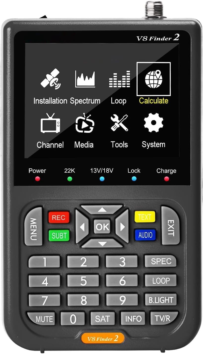 V8 Finder 2 TV Signal Finder Meter, DVB-S/S2/S2X Signal Receiver with 3 ...