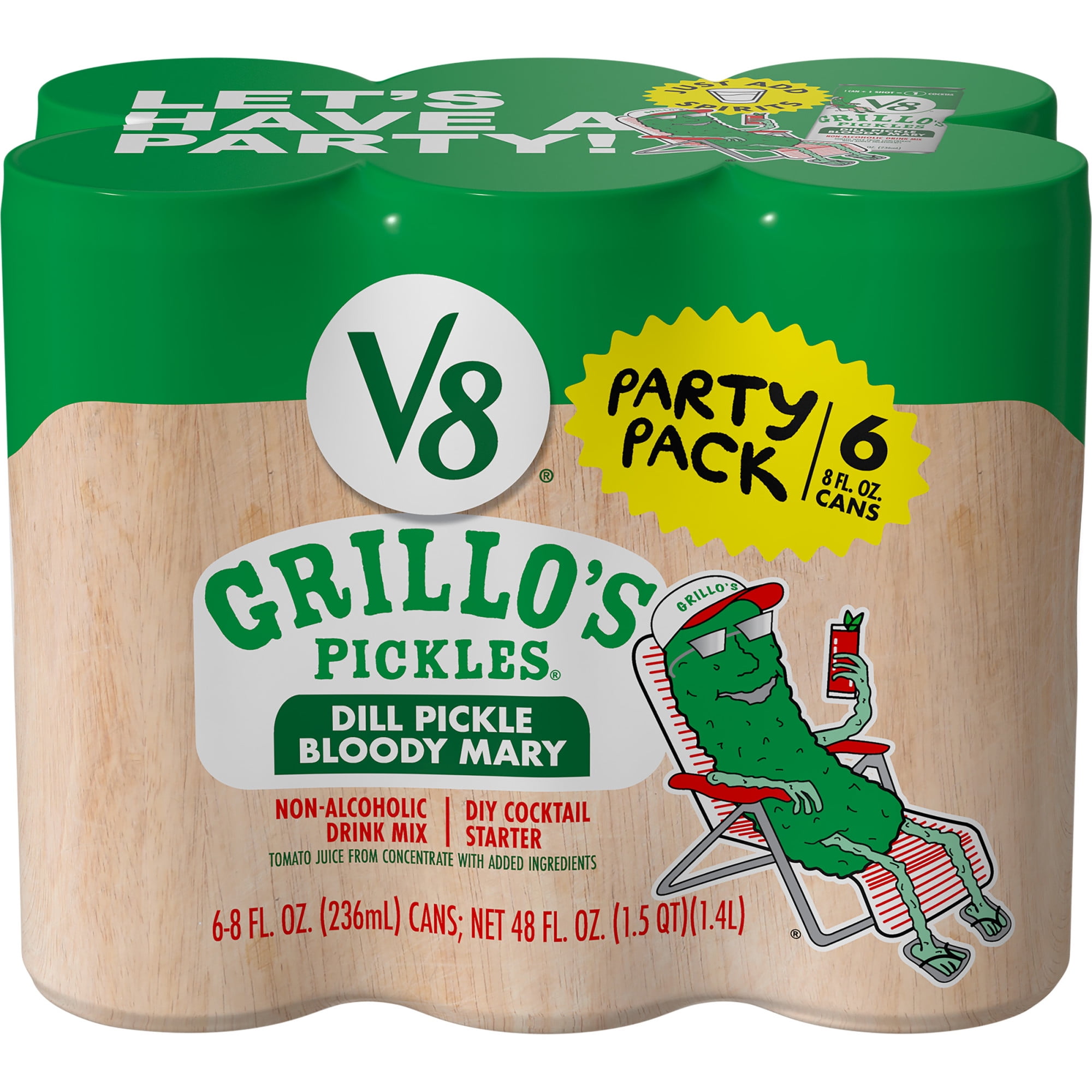 V8 Grillo's Pickles Dill Pickle Bloody Mary Mix, 8 fl oz Can, 6 Count ...