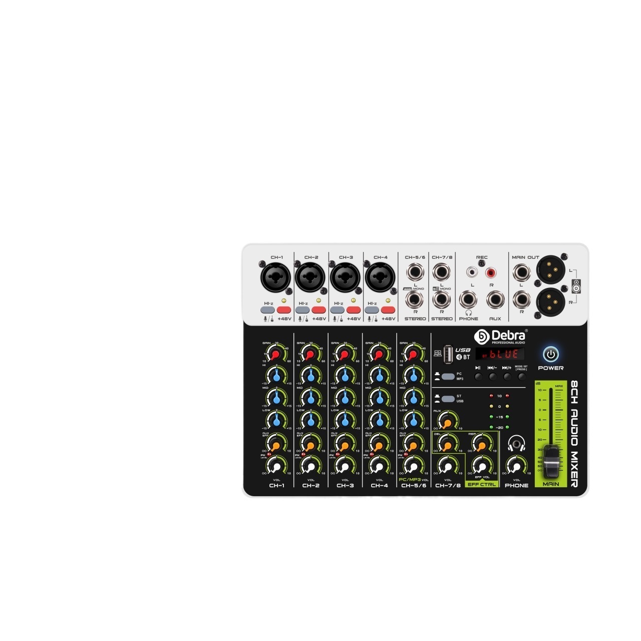 V8 Interface Mixer with Bluetooth 5.0 USB Phantom Power DJ Mixer for PC ...