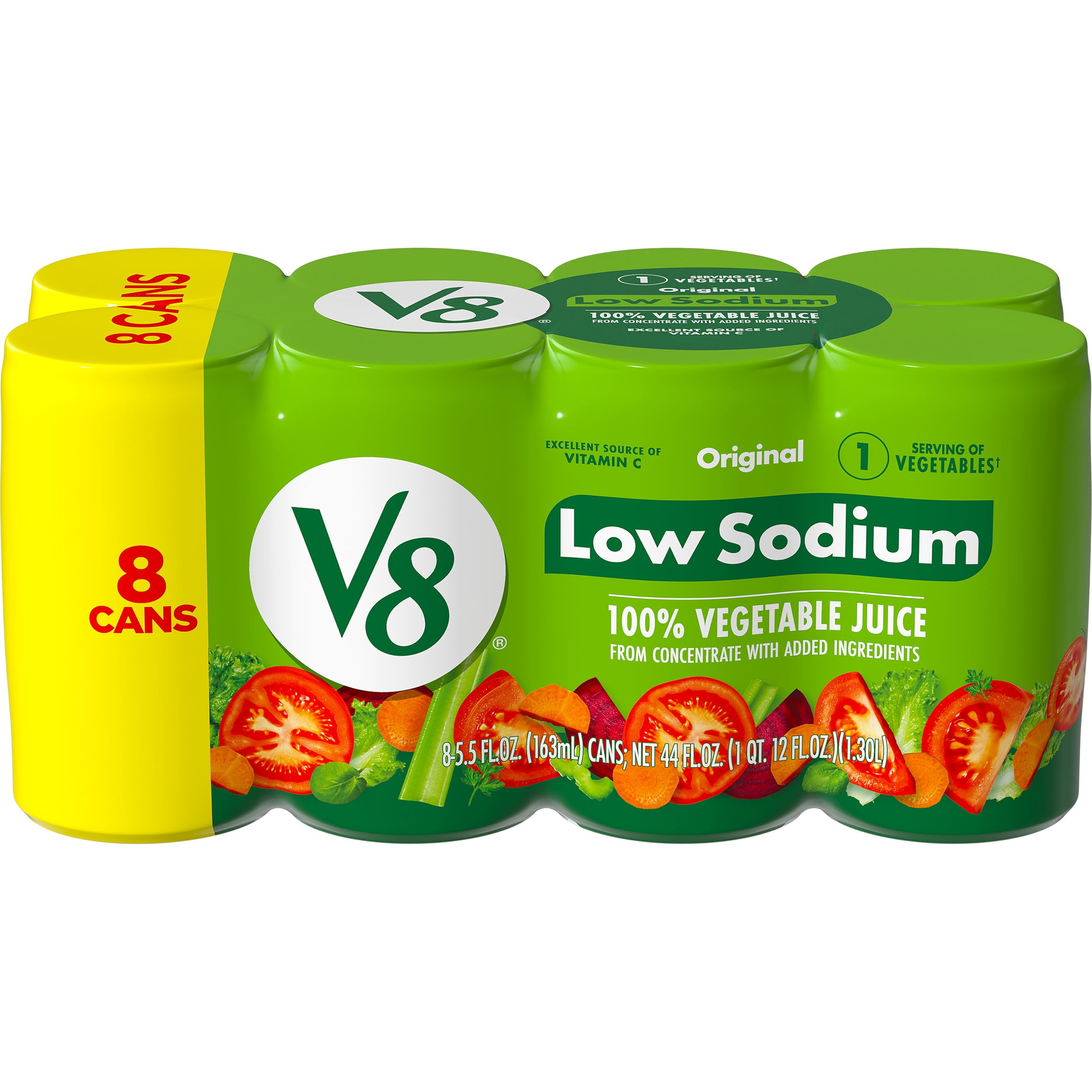 V8 Juice, Low Sodium Original Vegetable Juice, 5.5 fl oz Can, 8 ct ...