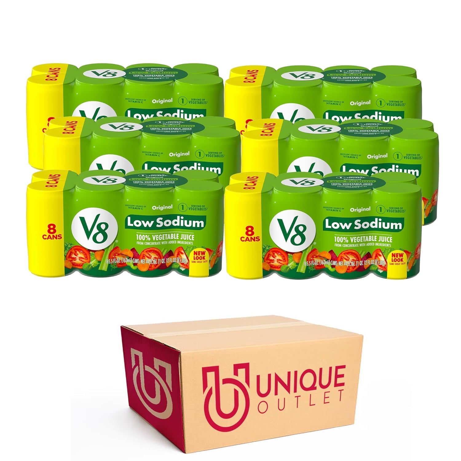 V8 Low Sodium Pack 100% Vegetable Juice, 5.5 fl oz Can by - Walmart.com