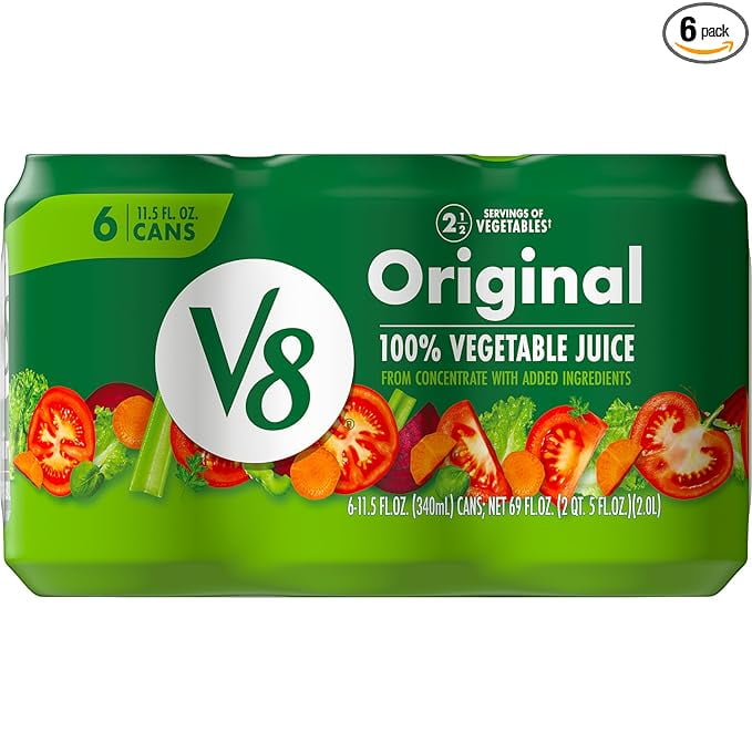 V8 Original 100% Vegetable Juice, 11.5 fl oz Can (6 Pack) - Walmart ...