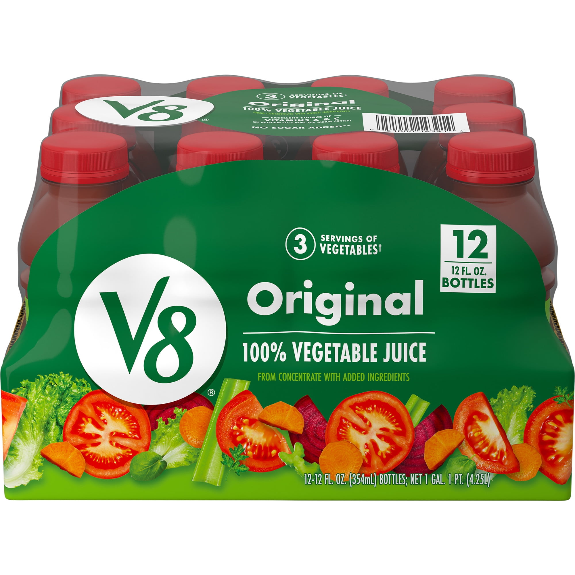 V8 Original 100% Vegetable Juice, 12 fl oz Bottle (Pack of 12 ...