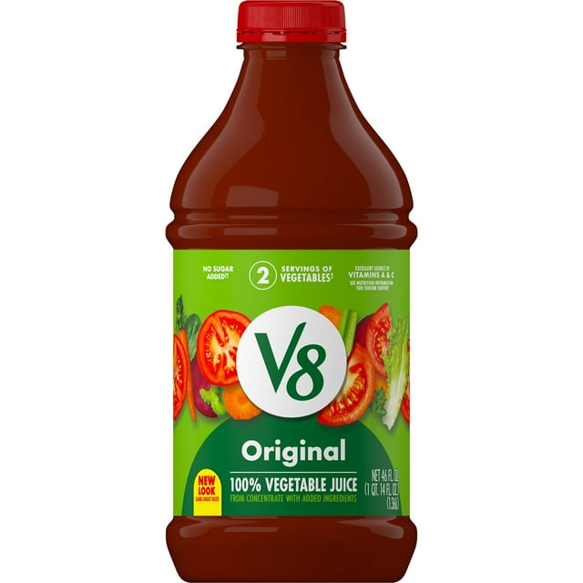 V8 Original 100% Vegetable Juice, 46 fl oz Bottle, Gluten Free, Non-GMO ...
