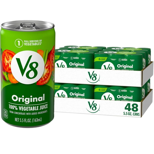 V8 Original 100% Vegetable Juice, 5.5 fl oz Can (48 Pack) - Walmart.com