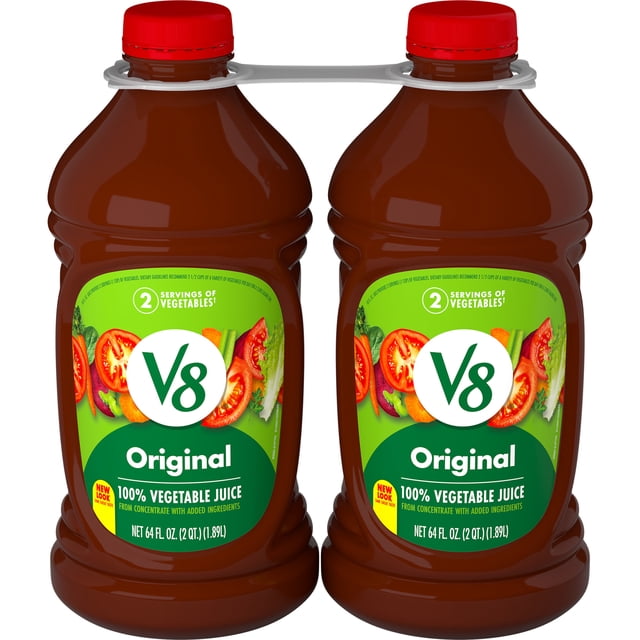 V8 Original Tomato Veggie Juice, 100% Vegetable, 64 FL oz Bottles (Pack ...