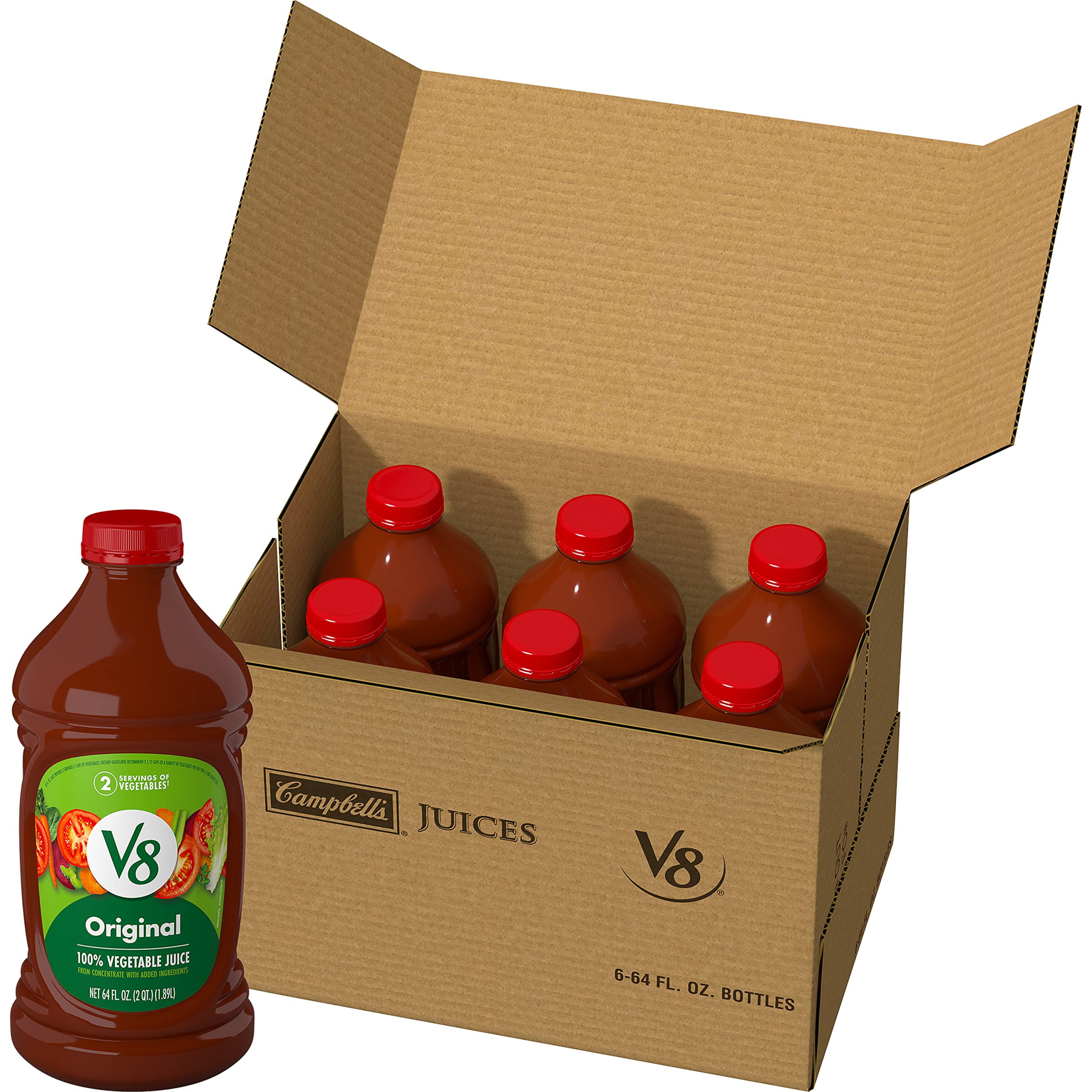 V8 Original 100% Vegetable Juice, 64 Fl Oz Bottle (6 Pack) - Walmart.com
