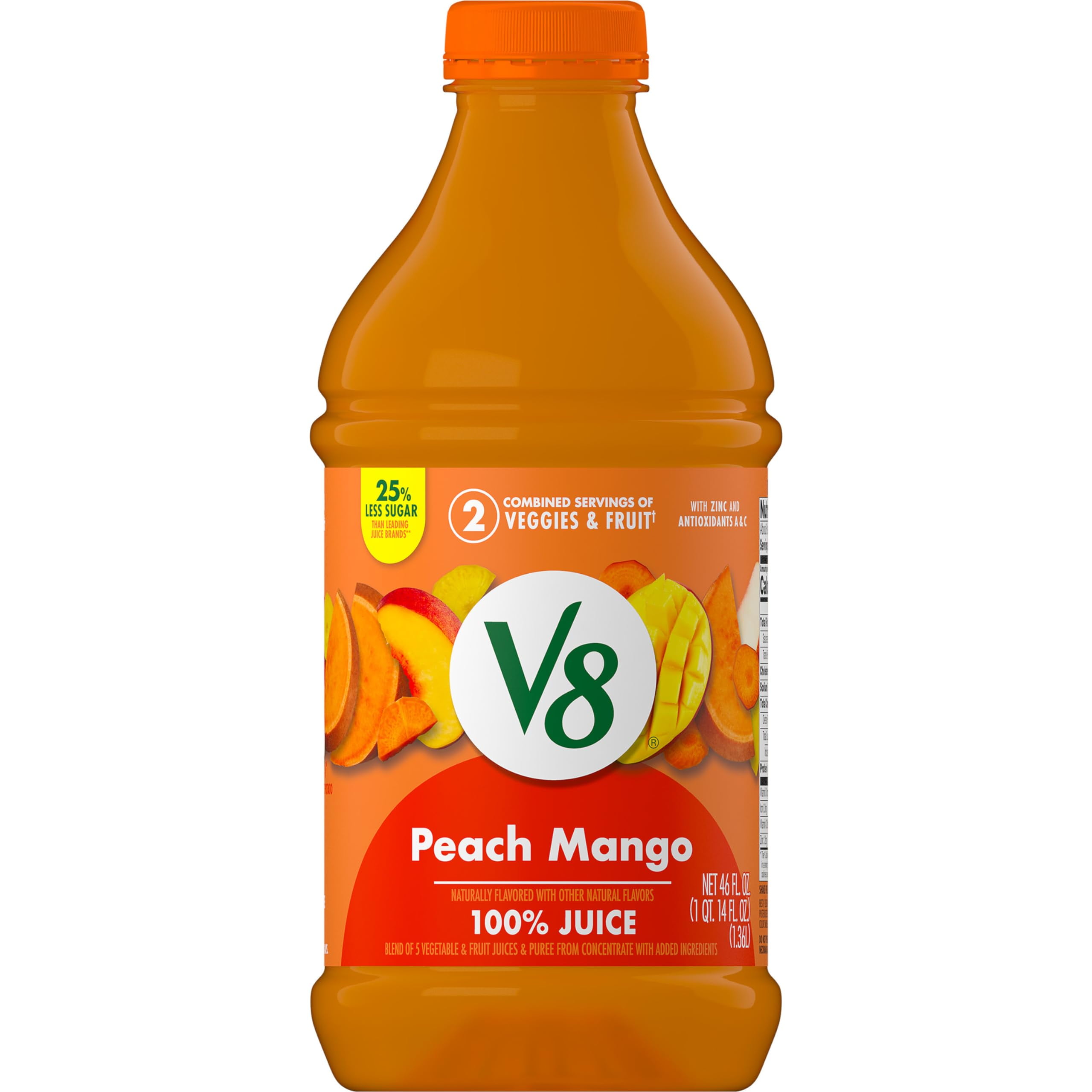V8 Peach Mango 100% Fruit And Vegetable Juice, 46 Fl Oz Bottle ...