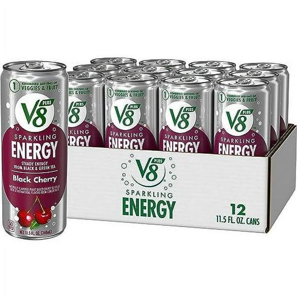 V8 +SPARKLING ENERGY Black Cherry Energy Drink, Made with Real ...