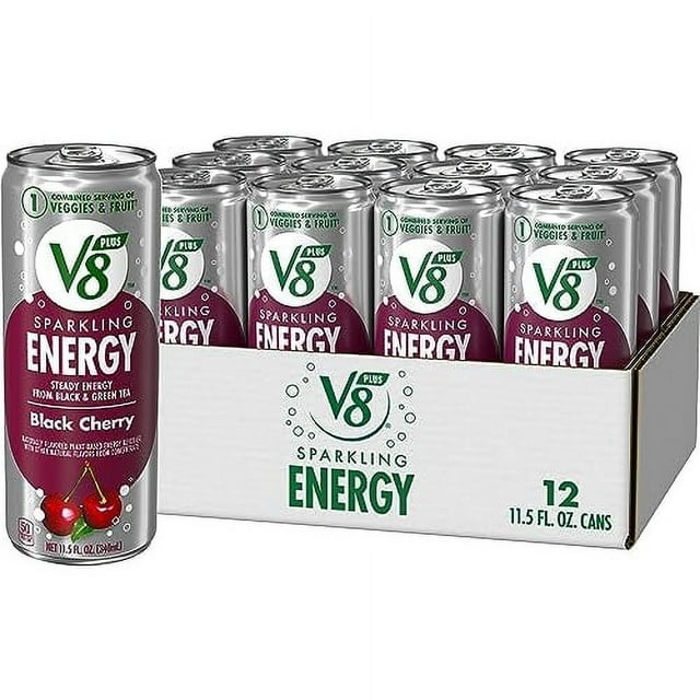 V8 +SPARKLING ENERGY Black Cherry Energy Drink, Made with Real ...