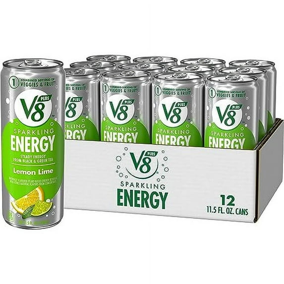 V8 +SPARKLING ENERGY Lemon .. .. Lime Energy Drink, .. Made .. with ...