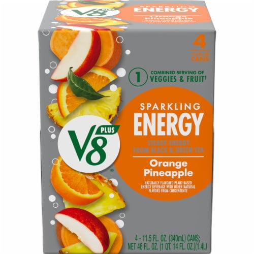 V8 SPARKLING +ENERGY Orange Pineapple Energy Drink - 11.5 fl oz - 4 ...