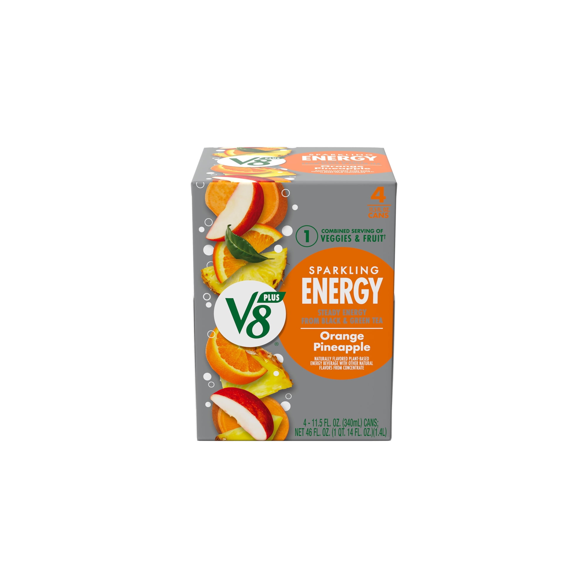 V8 SPARKLING +ENERGY Orange Pineapple Energy Drink (Pack of 14 ...