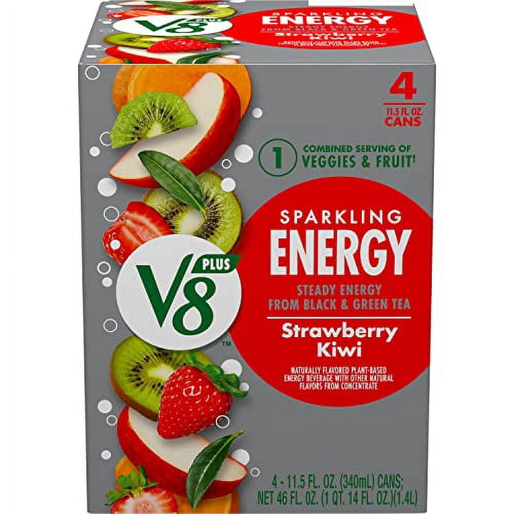 V8 +SPARKLING ENERGY Strawberry Kiwi Energy Drink, Made with Real ...
