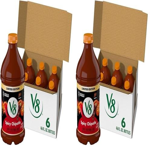 V8 Spicy Chipotle 100% Vegetable Juice, 46 Fl Oz Bottle (12 Pack ...