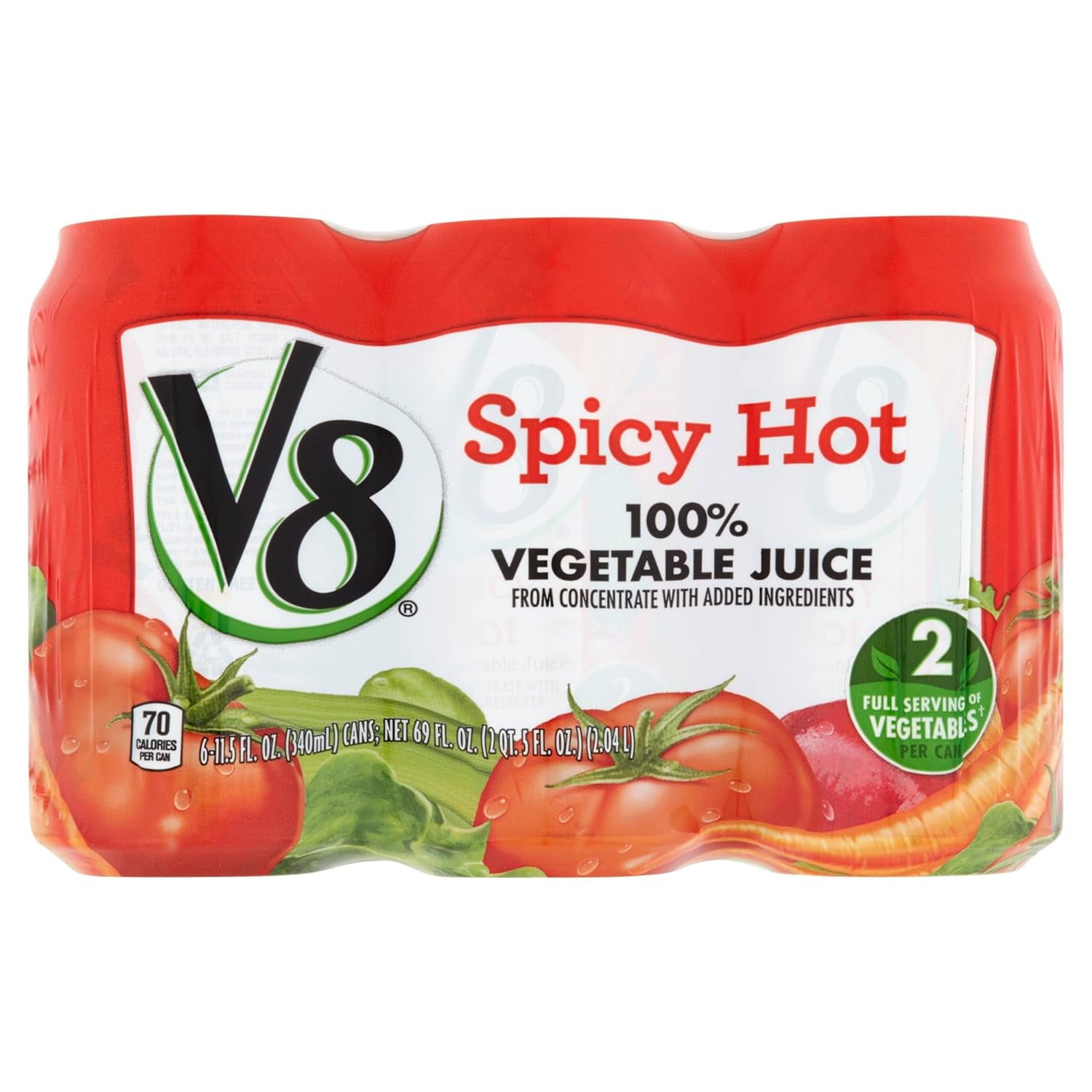 V8 Spicy Hot 100% Vegetable Juice 11.5oz (Pack of 18) - Walmart.com