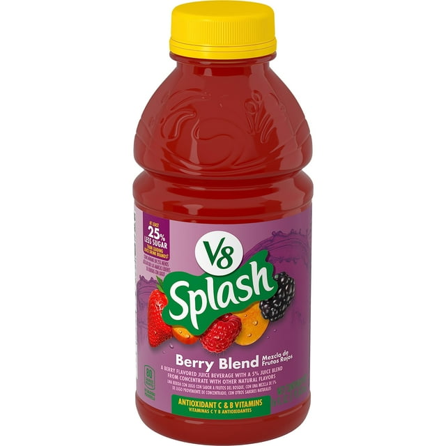 V8 Splash Berry Blend Flavored Juice Beverage, 16 Fl Oz Bottle ...
